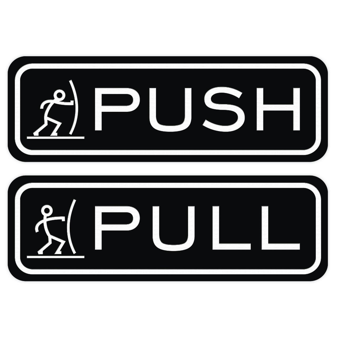 All Quality Fun Horizontal Push Pull Door Sign (Black) - Large ...