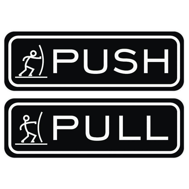 All Quality Fun Horizontal Push Pull Door Sign (Black) - Large ...