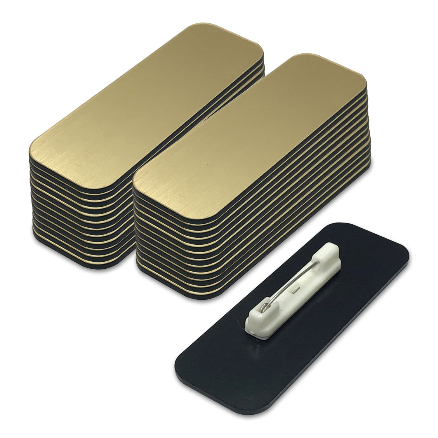 All Quality Name Tag/Badge Blanks - 25 Pack - Brushed Gold 1" X 3 ...
