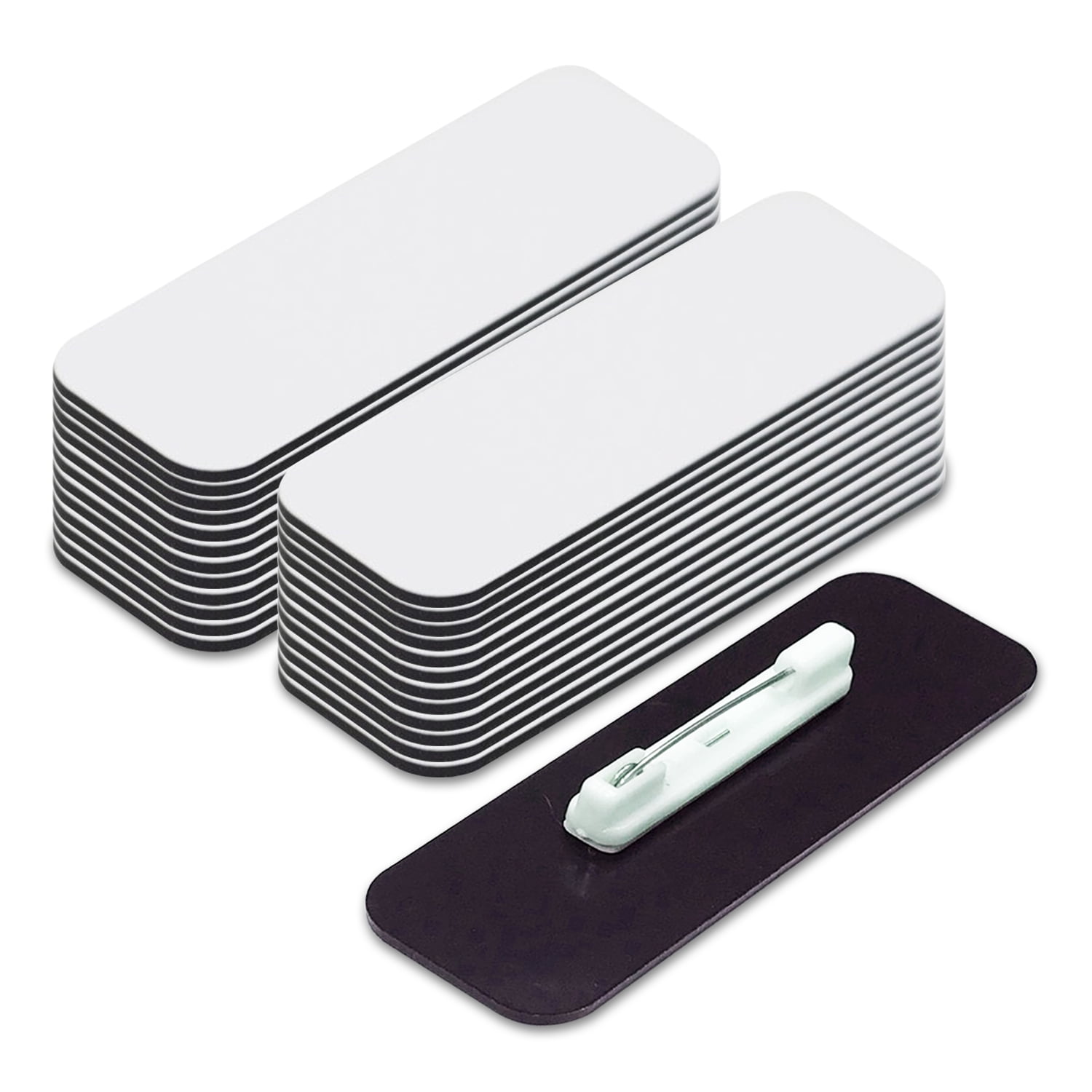 All Quality Name Tag/Badge Blanks - 25 Pack - White 1" X 3", Round ...