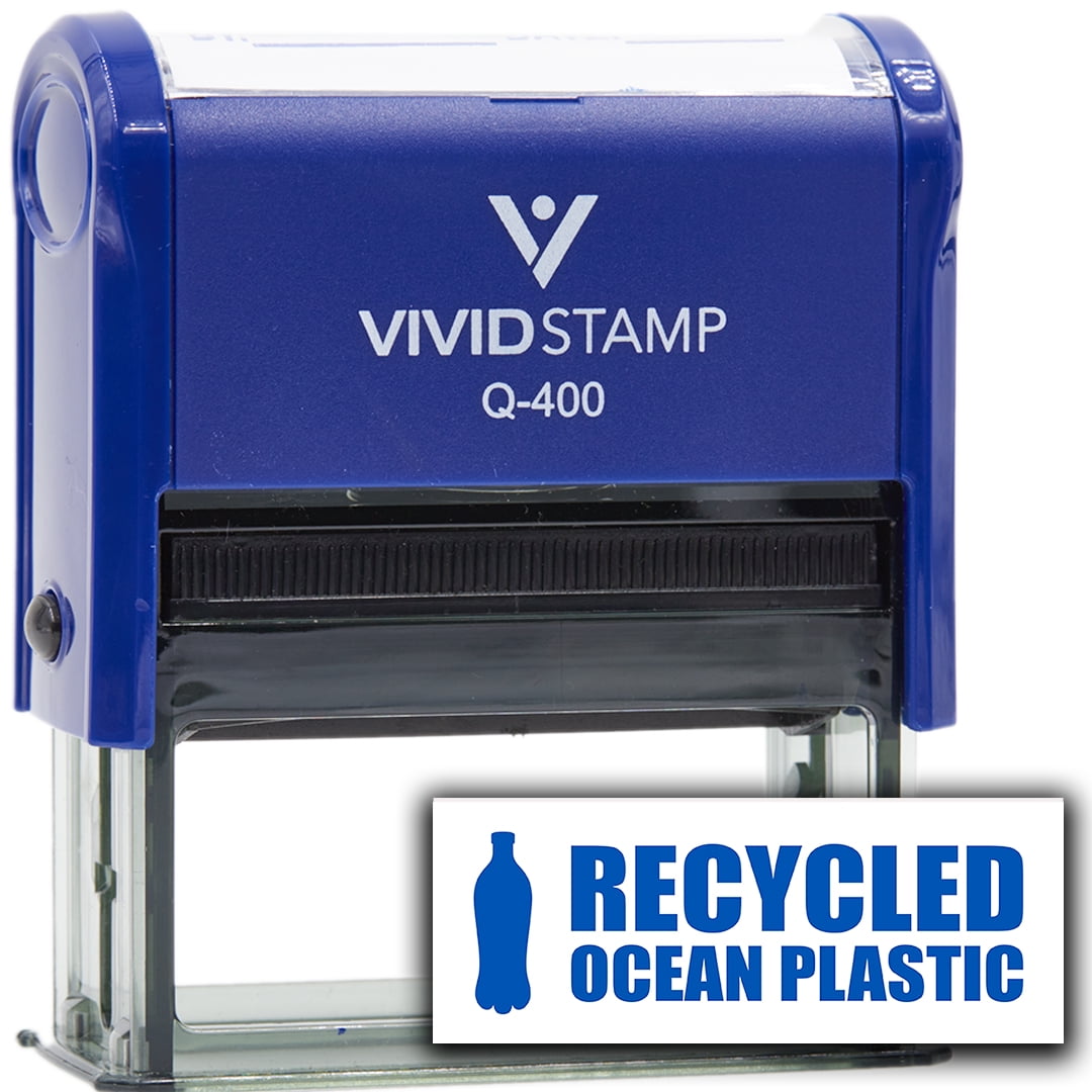 All Quality Recycled Ocean Plastic Self-Inking Rubber Stamp (Blue Ink ...
