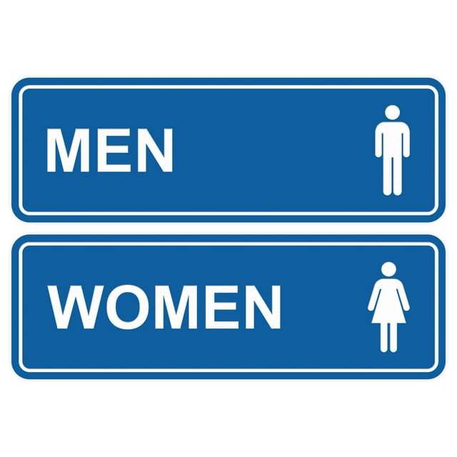 All Quality Standard Men Women Restroom Sign (Set of 2) - Blue - Large ...