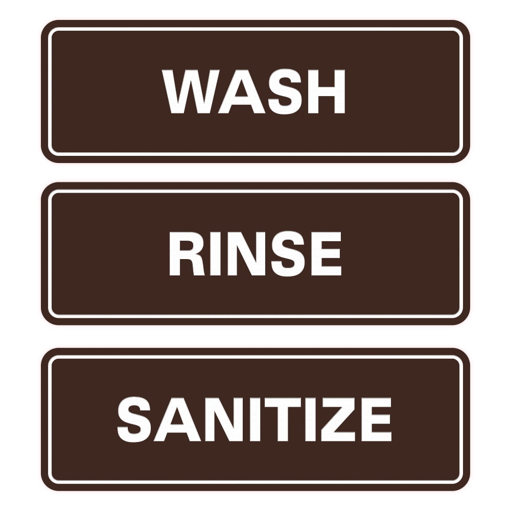 All Quality Standard WASH RINSE SANITIZE Set of 3 Bay Sink Signs - Dark ...