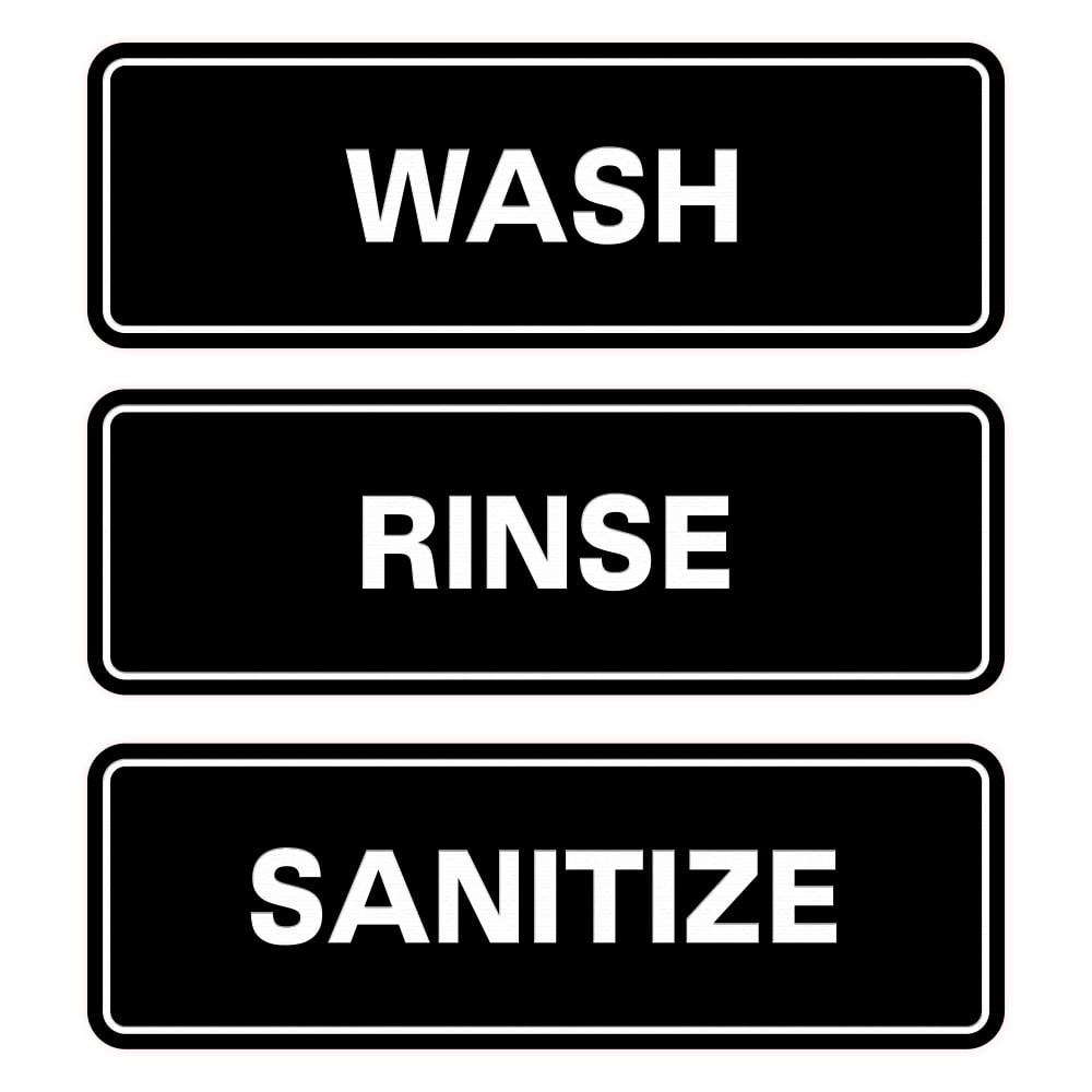 All Quality Standard WASH RINSE SANITIZE Set of 3 Bay Sink Signs ...