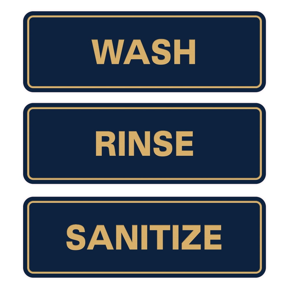 All Quality Standard WASH RINSE SANITIZE Set of 3 Bay Sink Signs ...