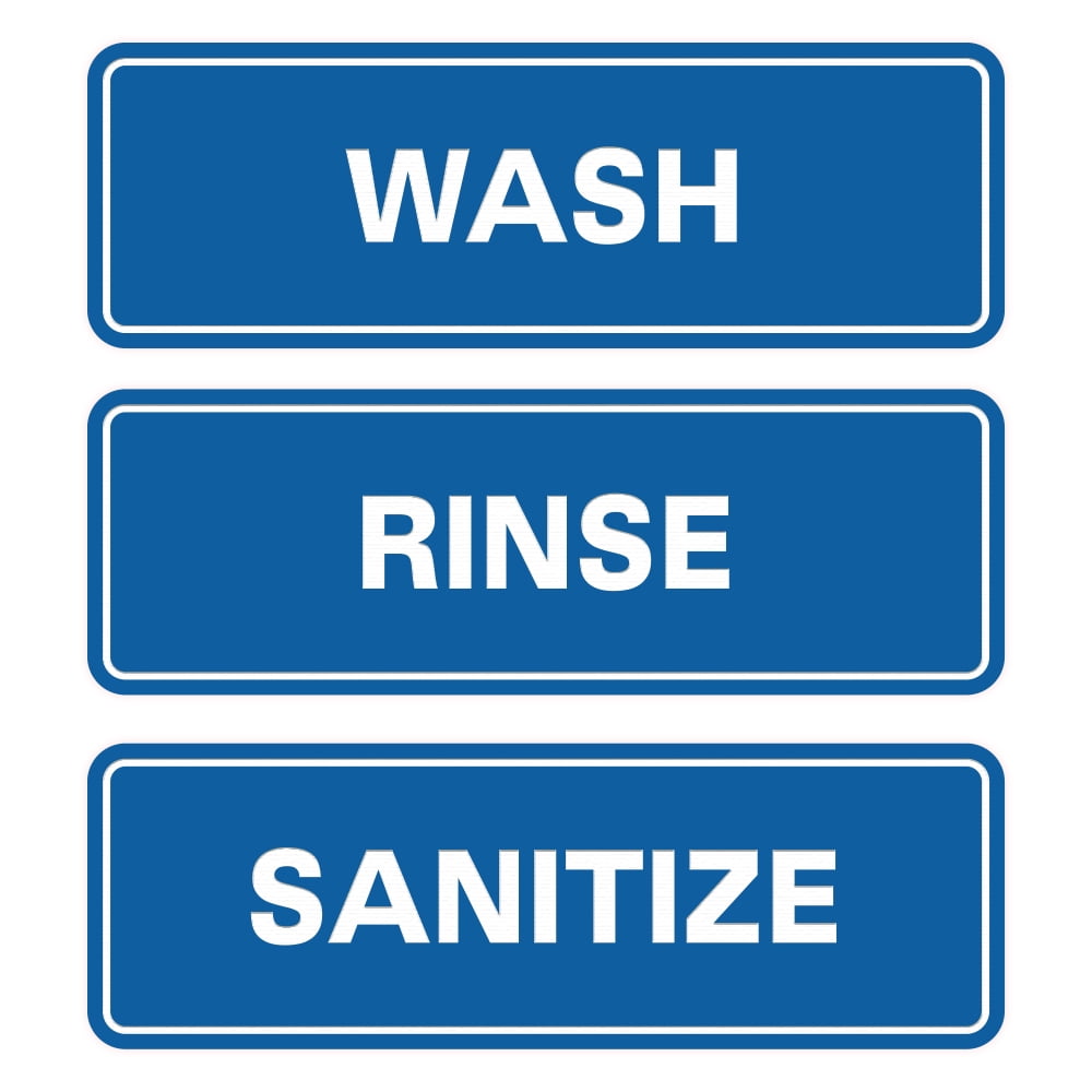 All Quality Standard WASH RINSE SANITIZE Set of 3 Bay Sink Signs ...