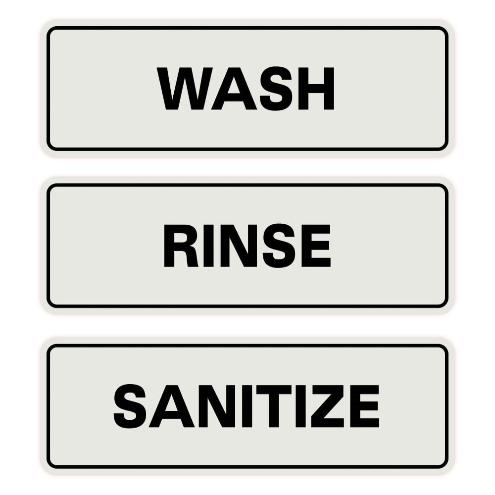 All Quality Standard WASH RINSE SANITIZE Set of 3 Bay Sink Signs ...
