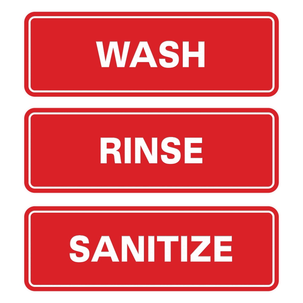 All Quality Standard WASH RINSE SANITIZE Set of 3 Bay Sink Signs ...