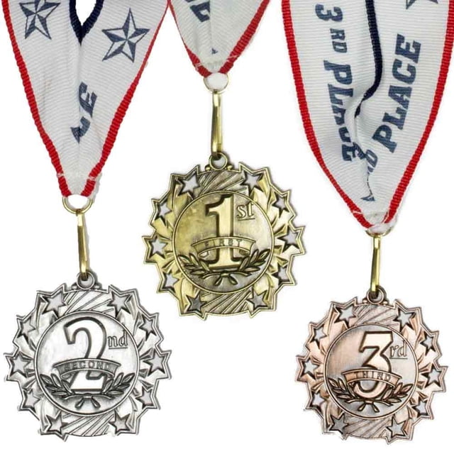 All Quality Ten Star Award Medal with Ribbon, Gold and Silver and ...