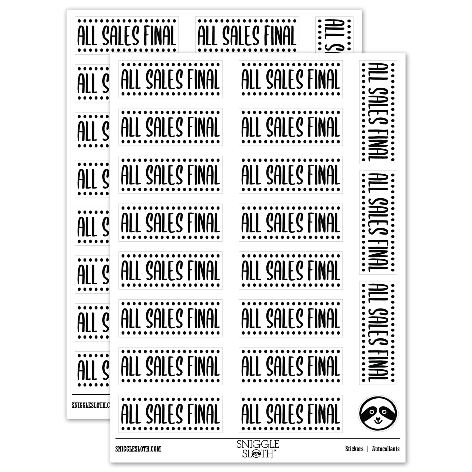 All Sales Final Sticker Set - White - Gloss Finish - 2.00" Large ...