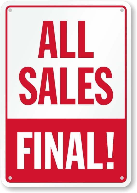 All Sales Final Store Policy Vertical Aluminum Weatherproof 8" x 12 ...