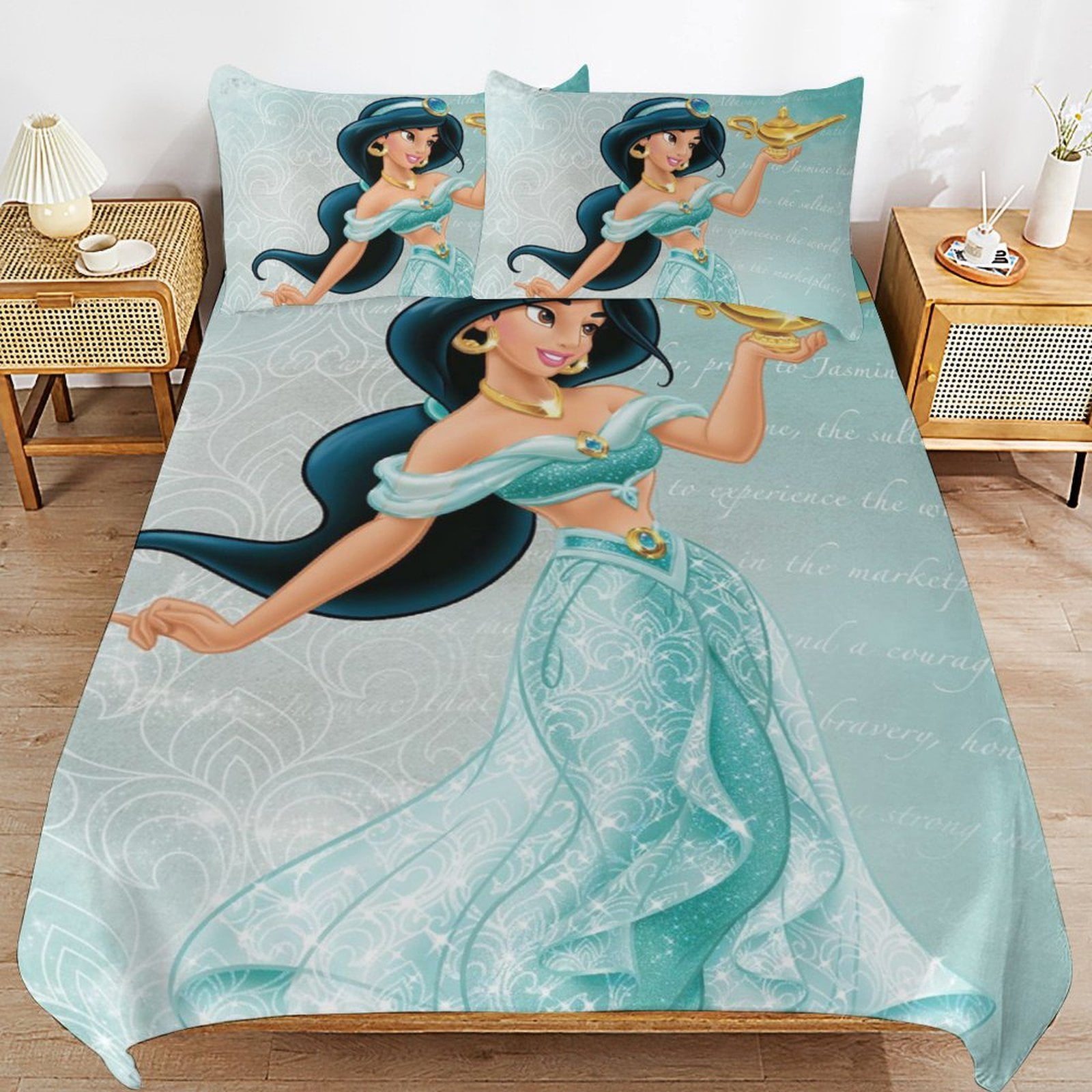 All Season 3-Piece Bedding Comforter Set Aladdin Duvet Cover with 2 ...