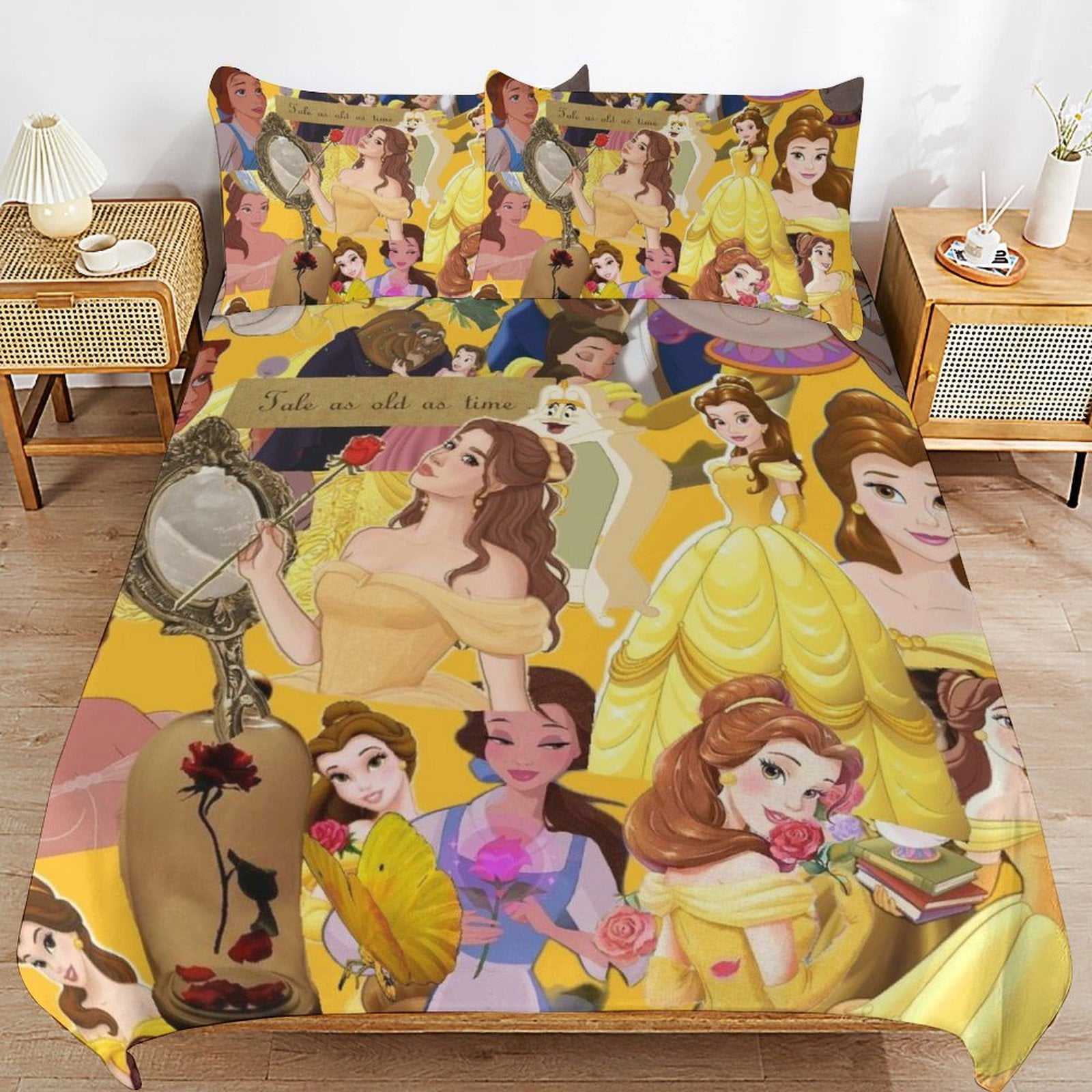 All Season 3-Piece Bedding Comforter Set Beauty And Beast Duvet Cover ...