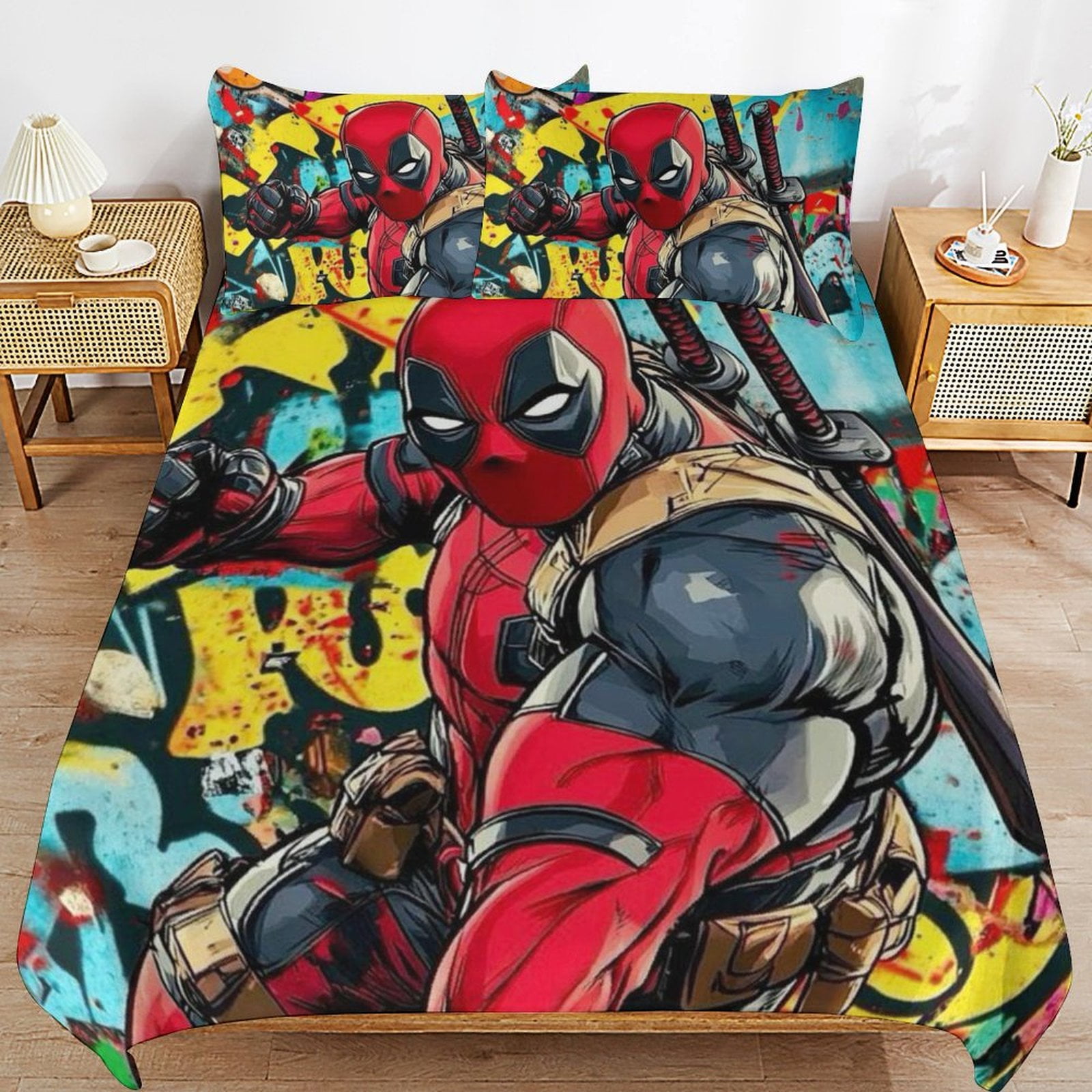 All Season 3-Piece Bedding Comforter Set Deadpool Duvet Cover with 2 ...