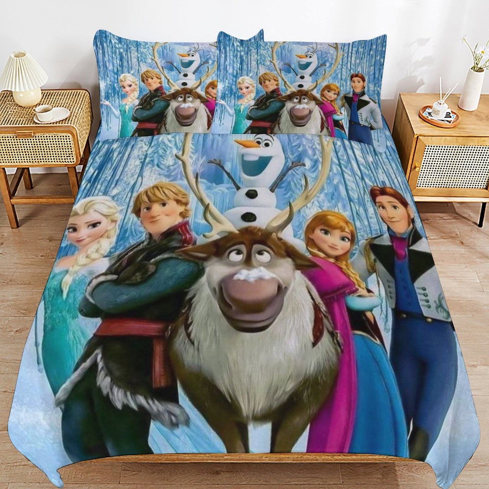 All Season 3-Piece Bedding Comforter Set Frozen Cartoon Duvet Cover ...