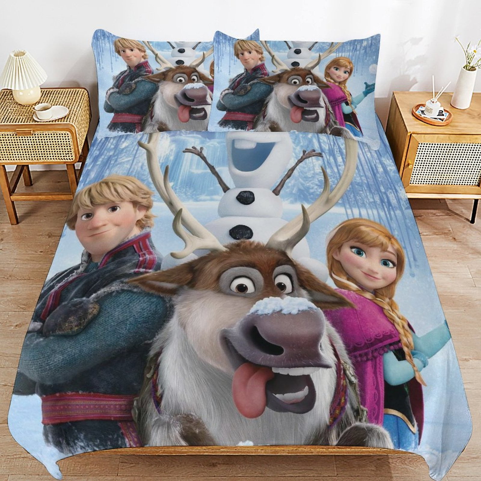 All Season 3-Piece Bedding Comforter Set Frozen Cartoon Duvet Cover ...