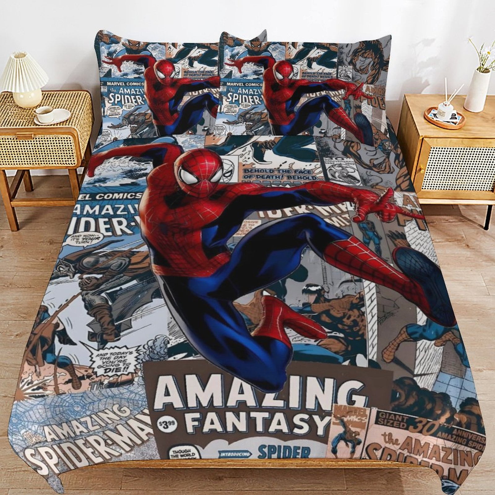 All Season 3-Piece Bedding Comforter Set Spider Hero Man Duvet Cover ...