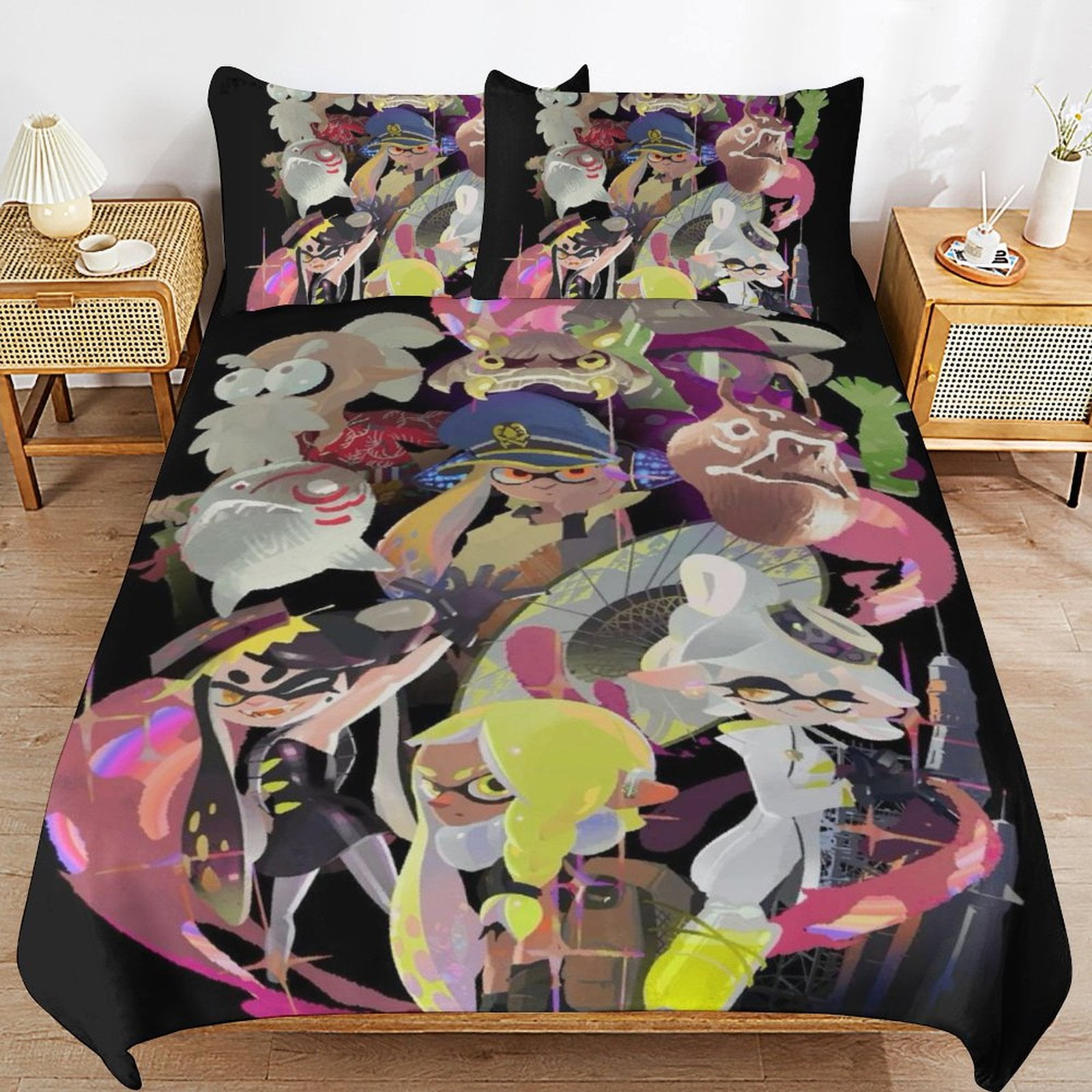 All Season 3-Piece Bedding Comforter Set Splatoon Duvet Cover with 2 ...
