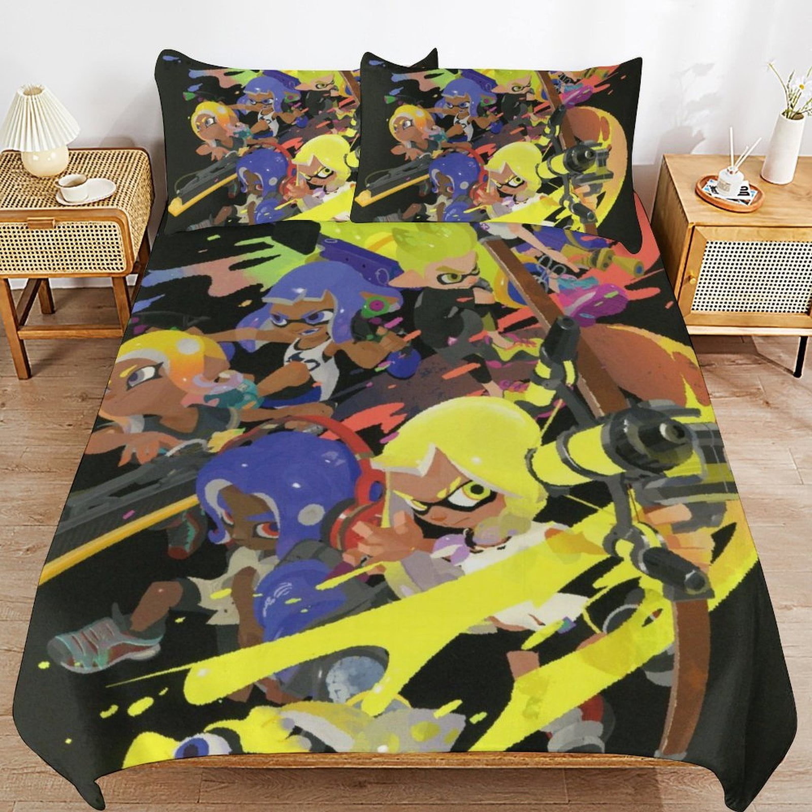 All Season 3-Piece Bedding Comforter Set Splatoon Duvet Cover with 2 ...