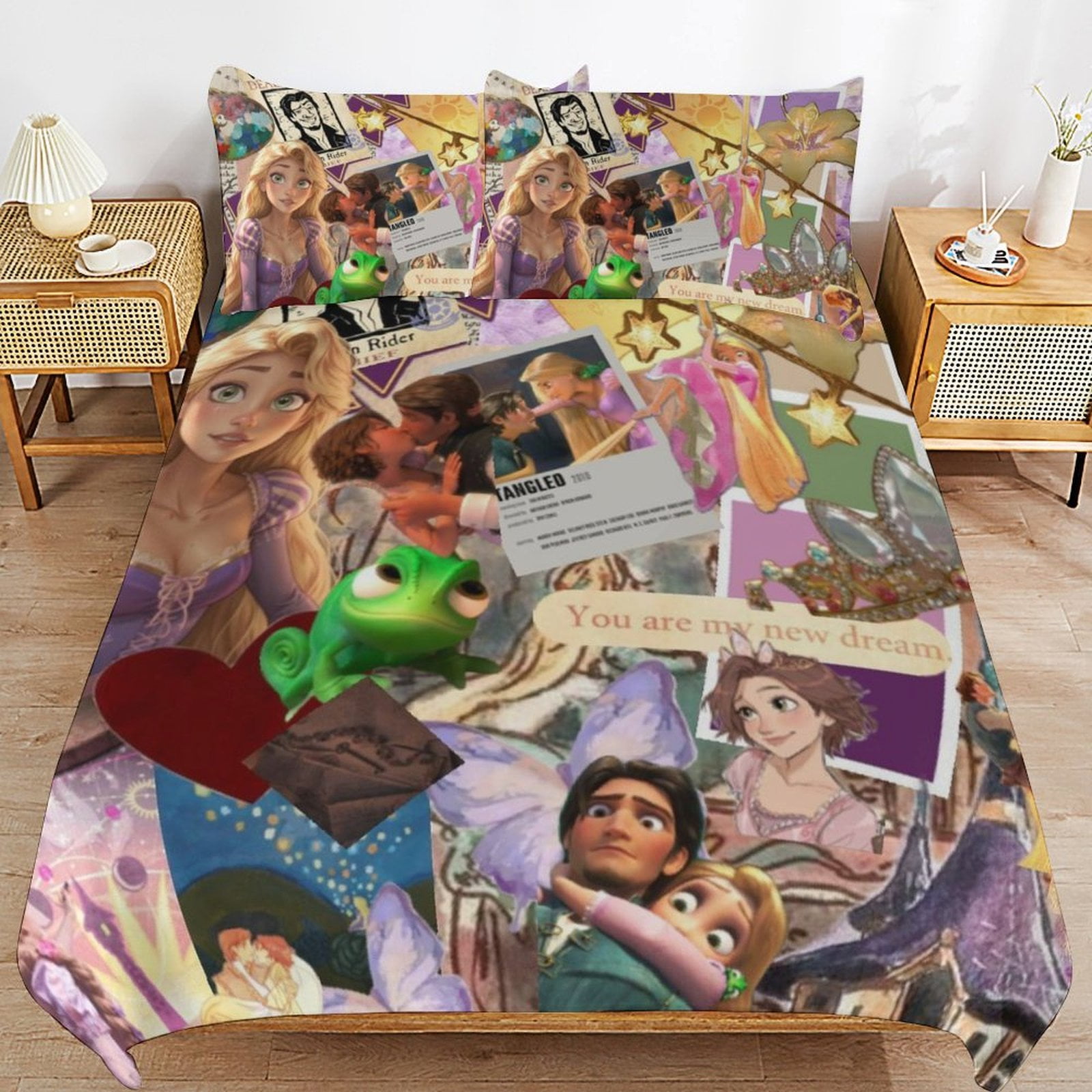 All Season 3-Piece Bedding Comforter Set Tangled Duvet Cover with 2 ...