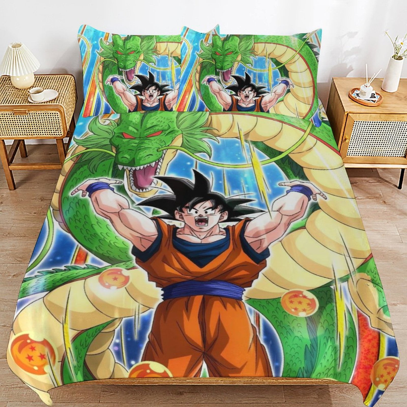 All Season 3 Pieces Dragon Ball Bedding Comforter Set Goku Quilt Cover ...