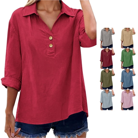 All Season Casual Button Front Women’s Shirt Tee For Everyday Comfort ...