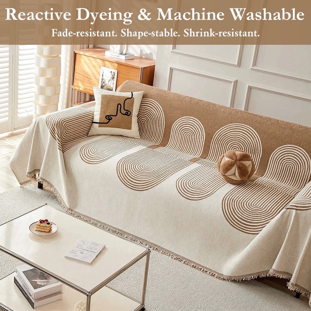 All-Season Chenille Sofa Cover Throw – Soft Jacquard Couch Protector ...