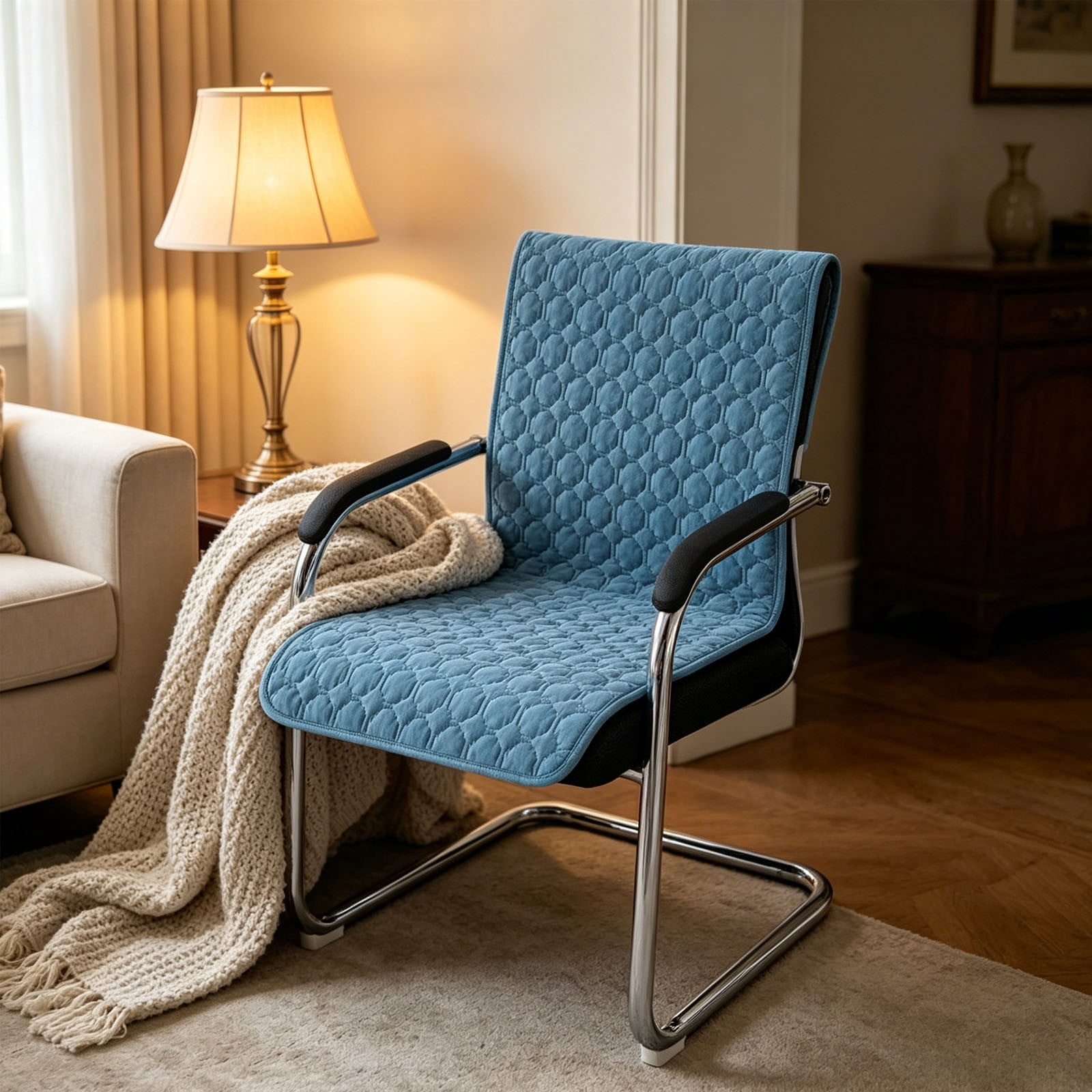 All Season Connected Chair Cushion, Non Slip Seat Pad with Backrest ...