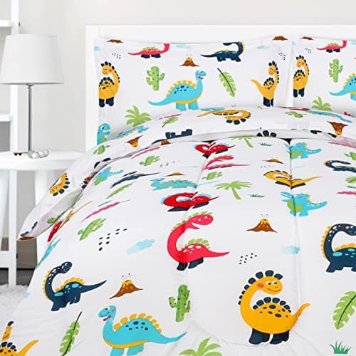 All Season Dinosaur Comforter Set with 2 Pillow Cases, 3 Piece Soft ...