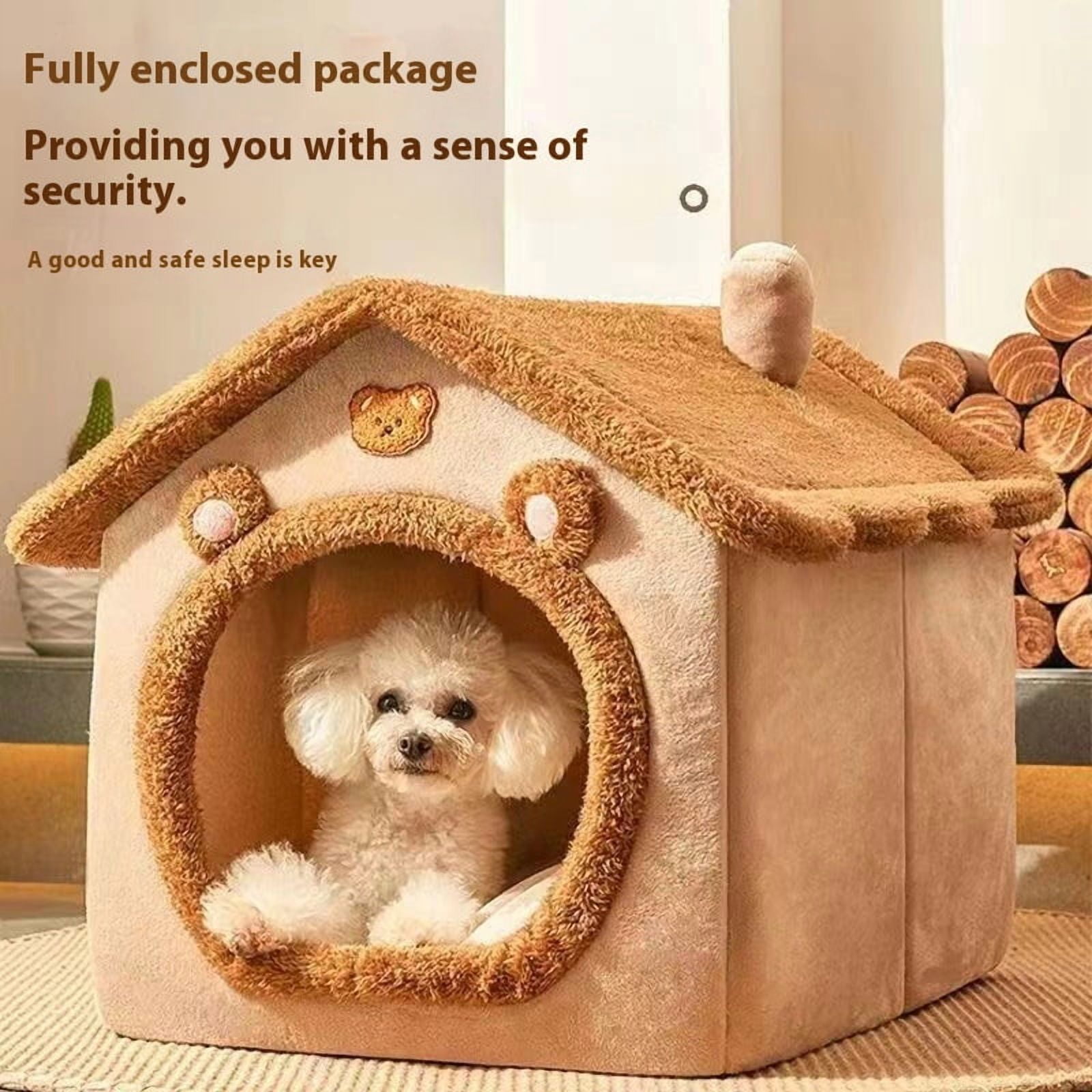 All Season Dog House Style Bed - Removable Washable Pet Bed for Small ...