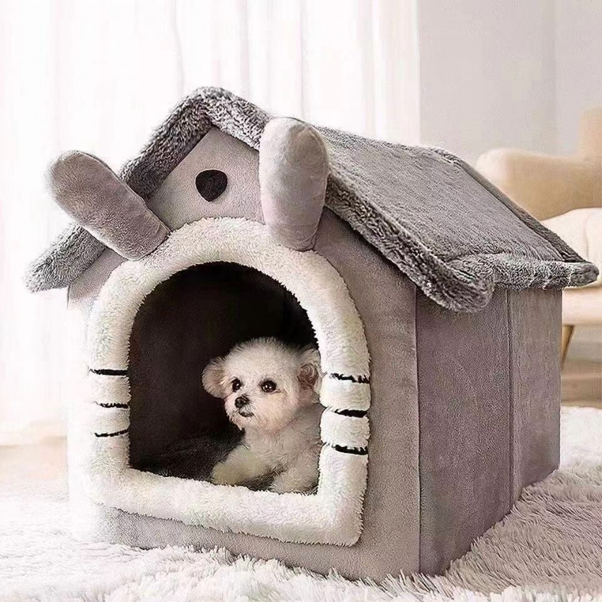 All Season Dog House Style Bed - Removable Washable Pet Bed for Small ...
