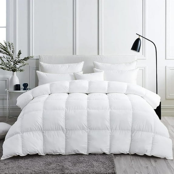 All-Season Goose Down Feather Fiber Comforter Super King Size Duvet ...