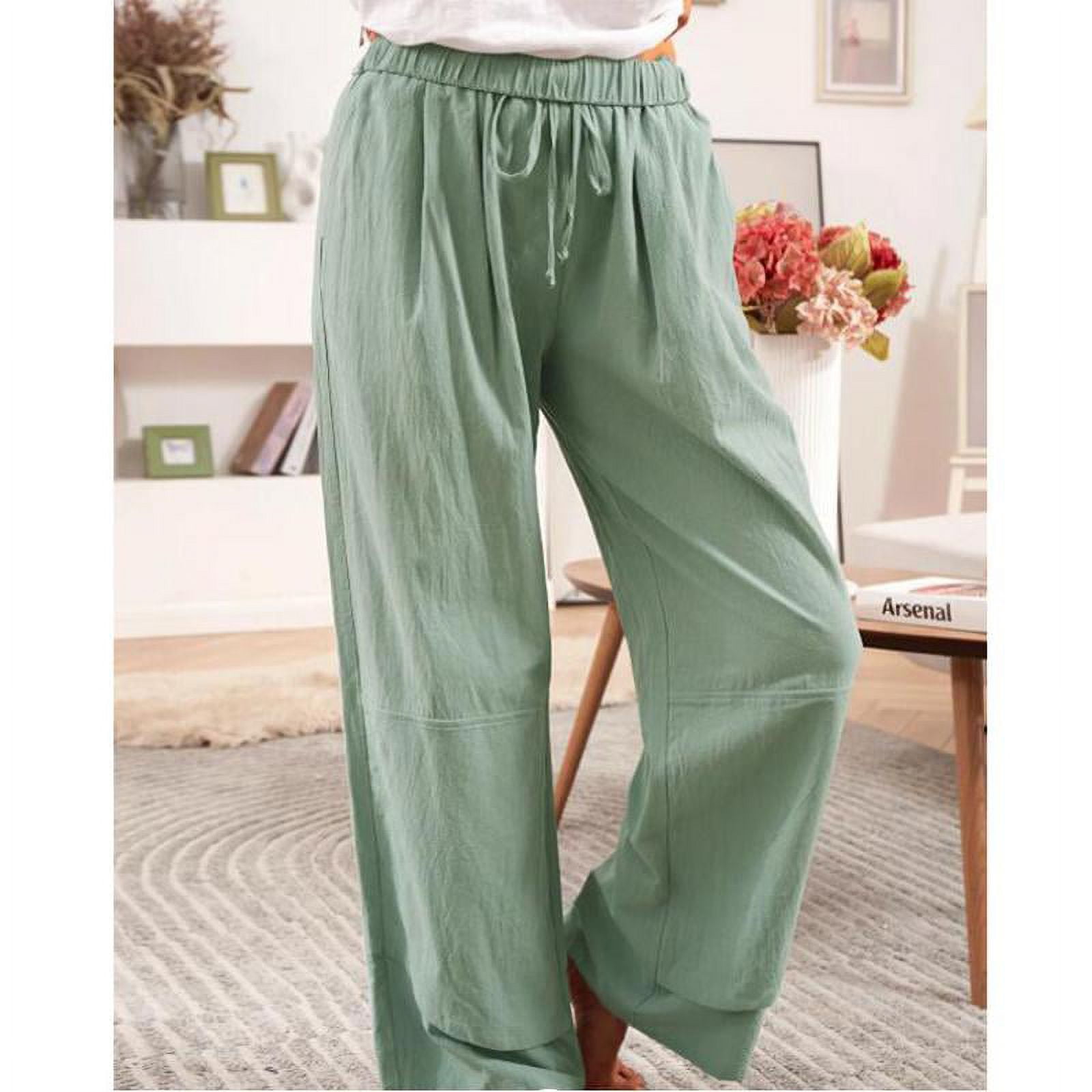 All-Season Other Straight Full Length Mid Waist Polyester Drawstring ...