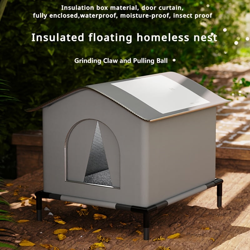 All-Season Outdoor Cat House with Stand - Waterproof & Cold-Resistant ...
