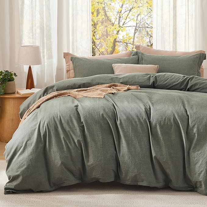 All - Season Queen - Sized Comforter Set in Grayish Olive Green ...