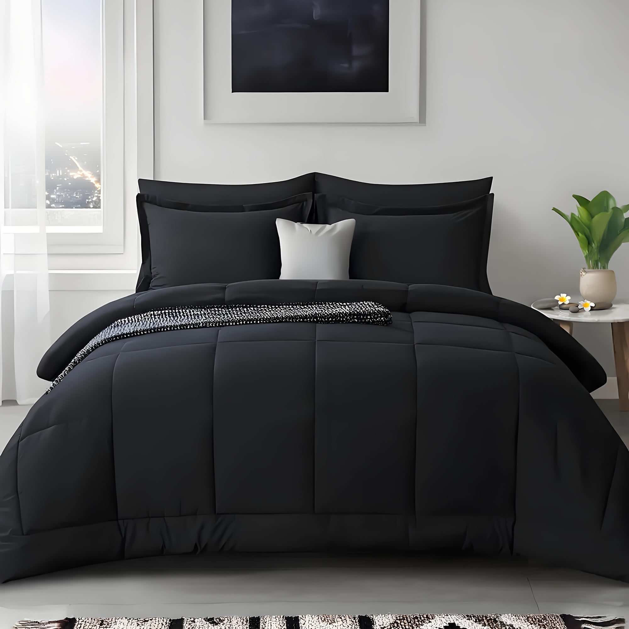 All-Season Quilted Bed Blanket - Queen/King Size Machine Washable Cool ...