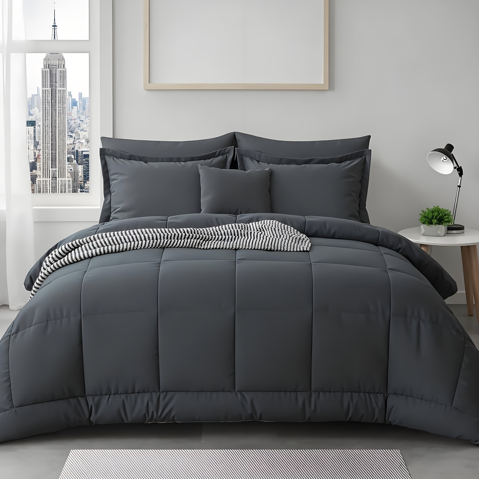 All-Season Quilted Bed Blanket - Queen/King Size Machine Washable Cool ...