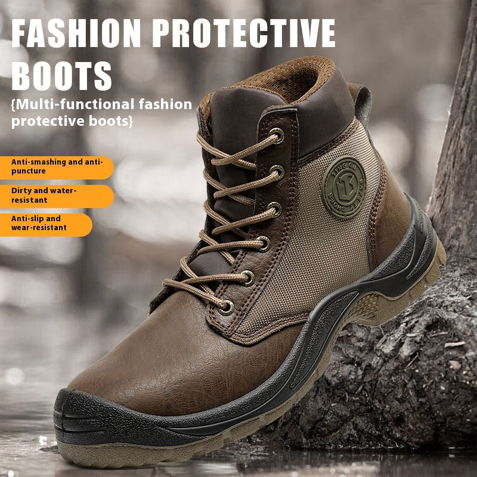 All-Season Steel Toe Safety Work Shoes - Anti-Puncture Safety Boots for Construction and ...