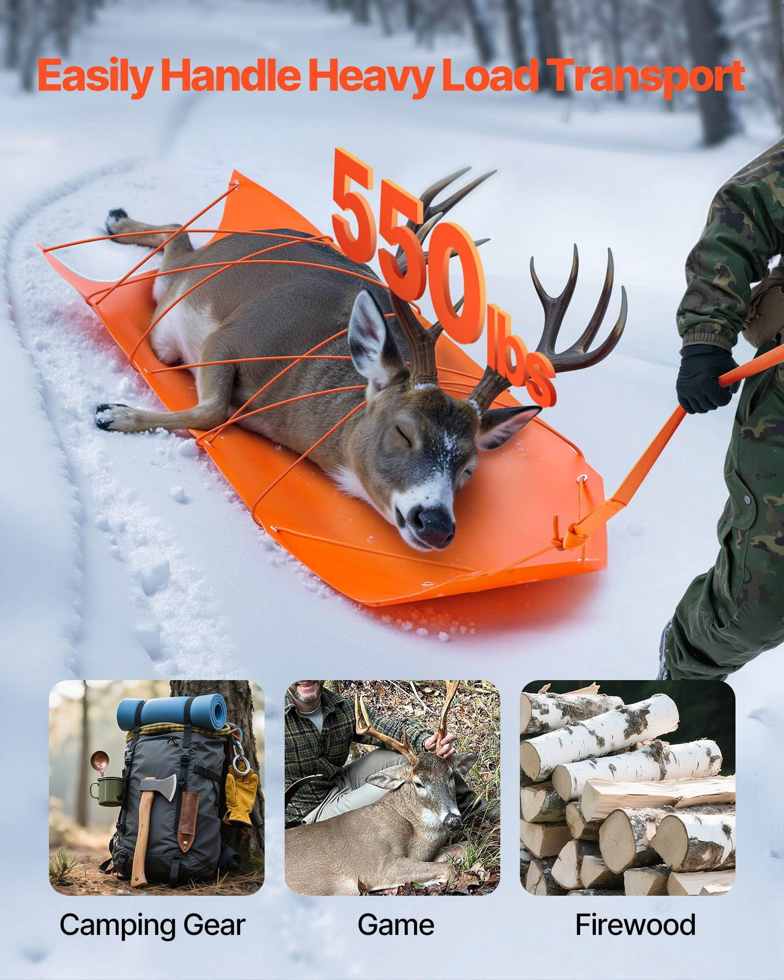 All-Season Utility Transport Sled, 72.8 x 22.8 Inches, Great for Deer ...