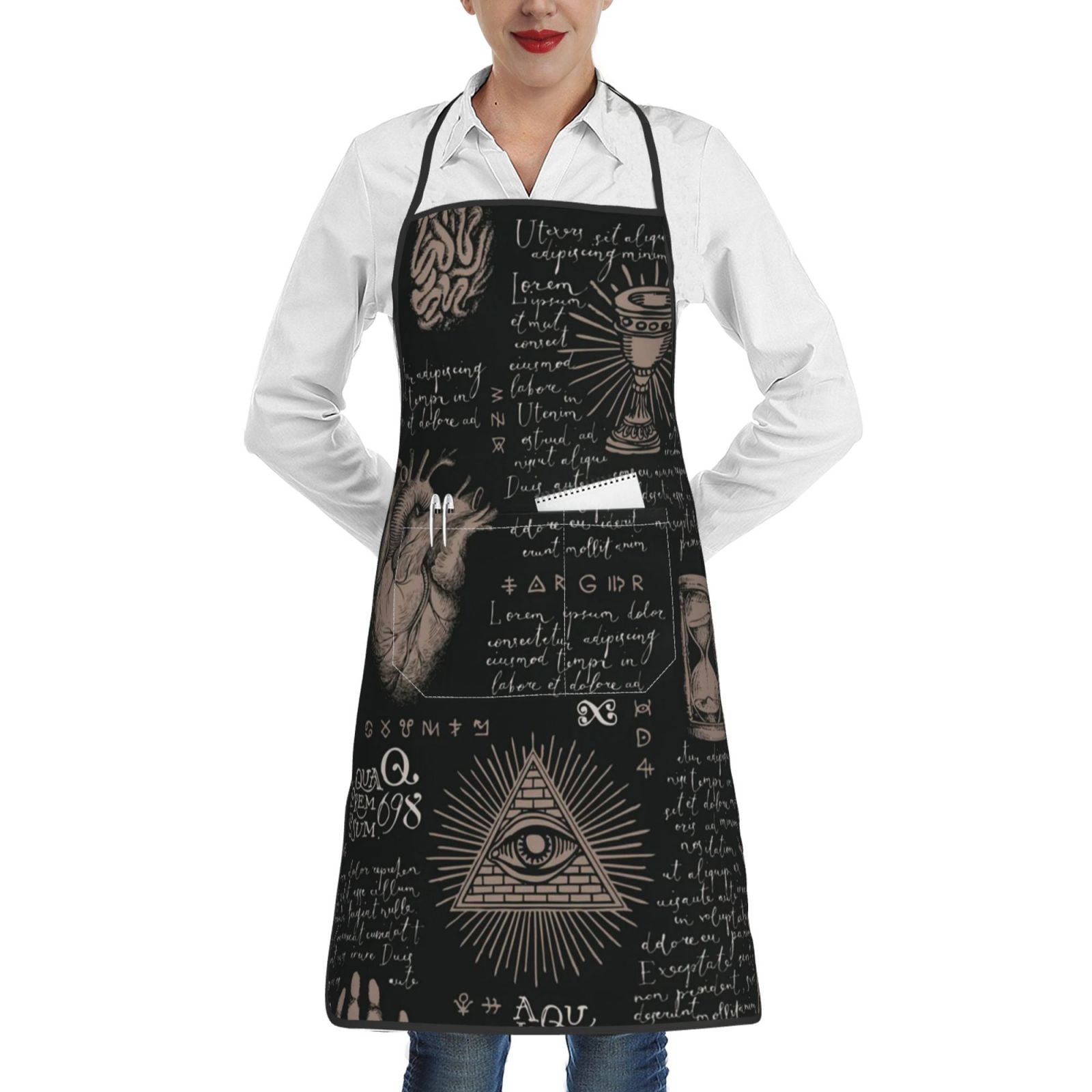 All Seeing Abstract Medical Magic Apron with Pocket Cooking Waterproof ...