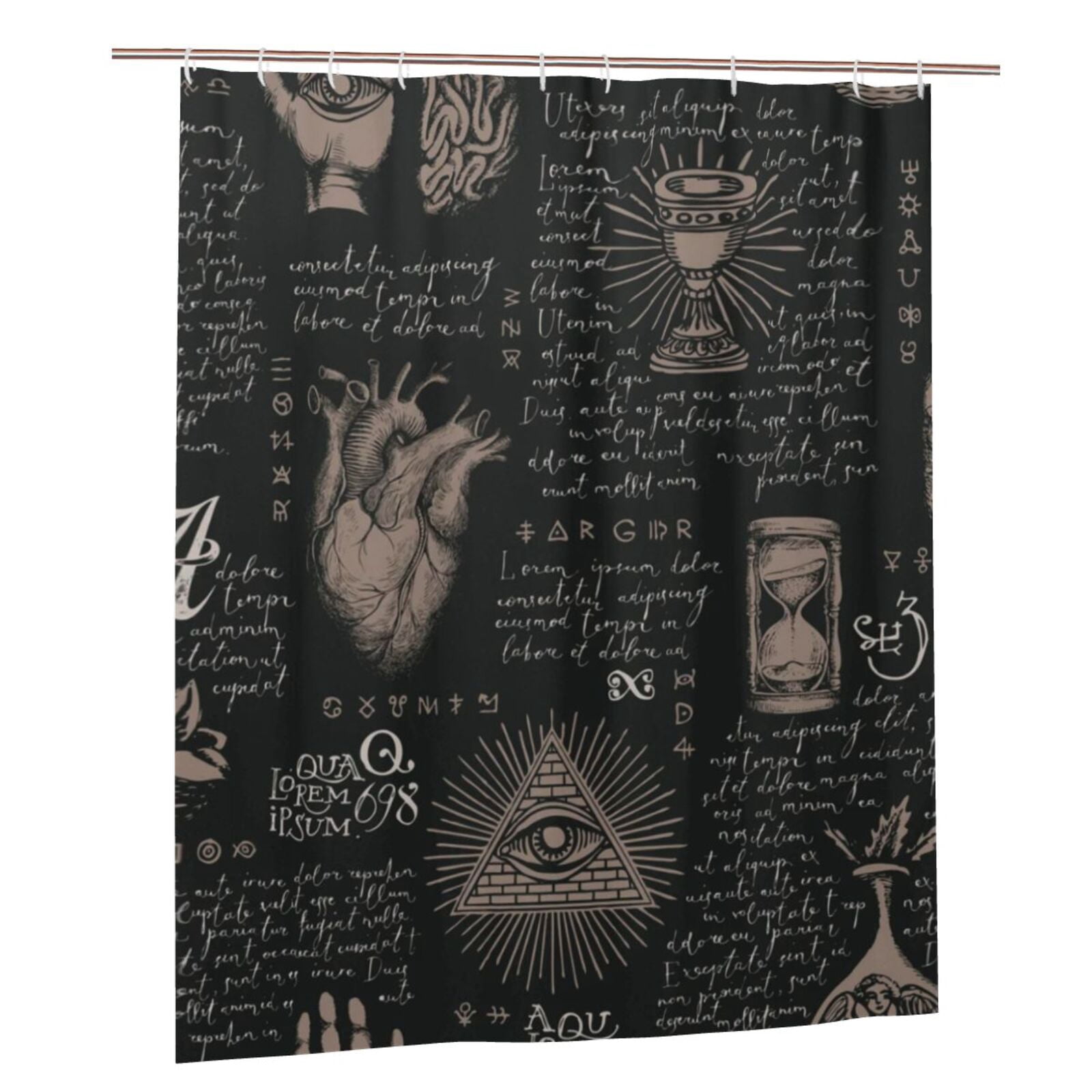 All Seeing Abstract Medical Magic Shower Curtain Set with Hooks Plastic ...