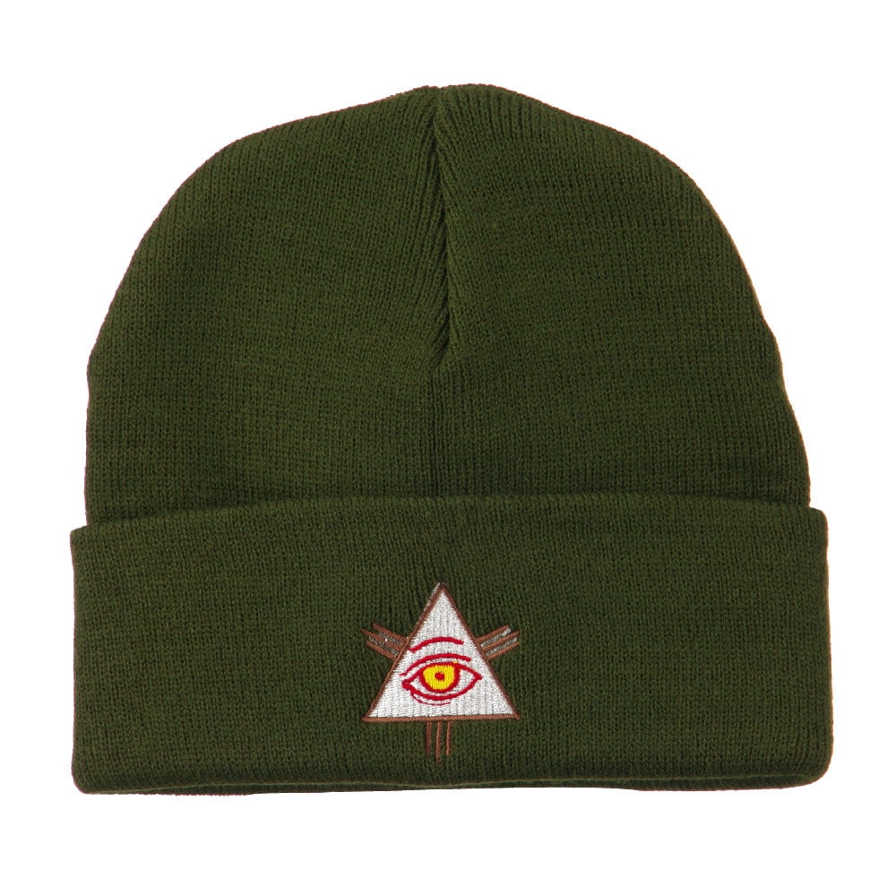 All Seeing Eye Embroidered Beanie - Olive OSFM - Walmart.com