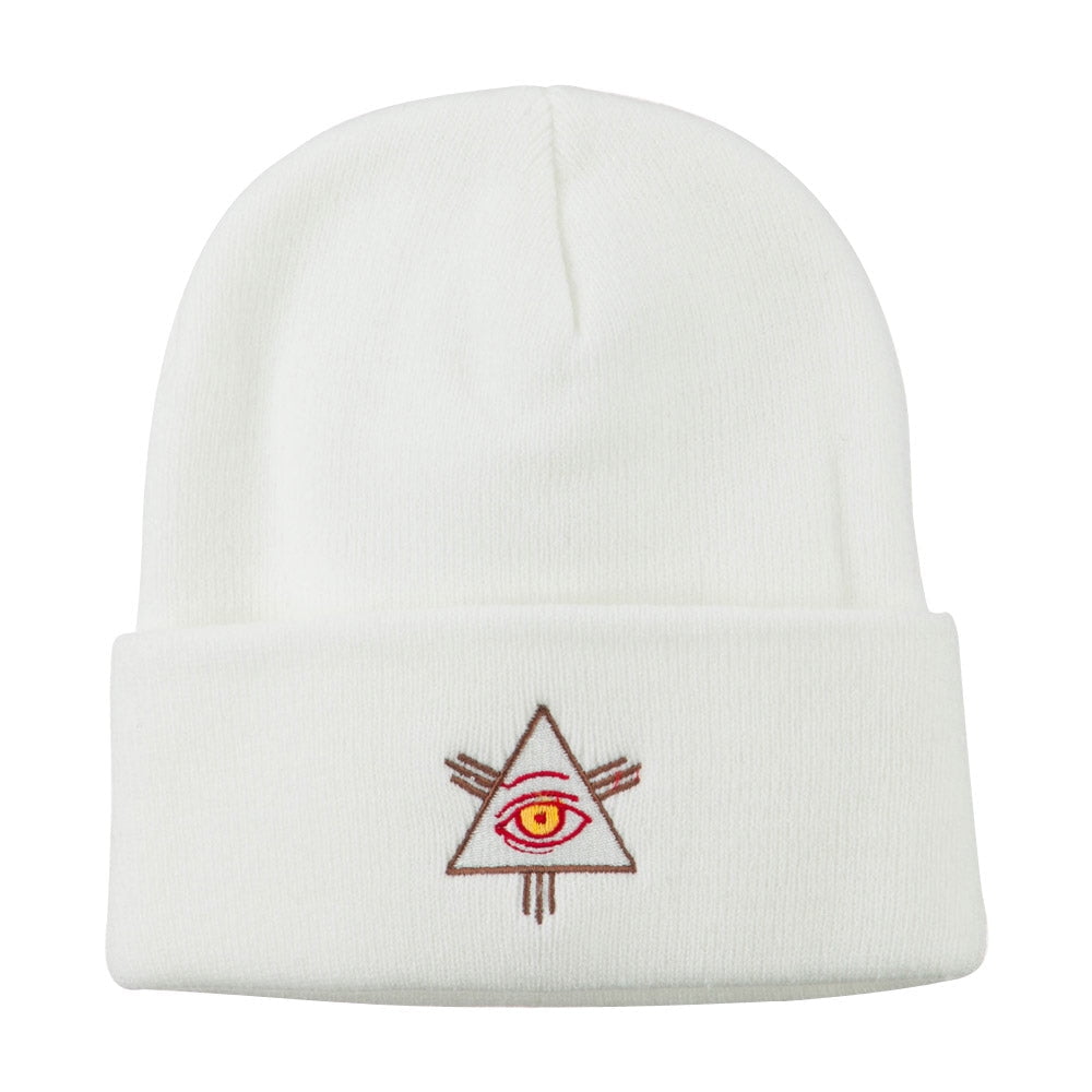 All Seeing Eye Embroidered Beanie - White OSFM - Walmart.com