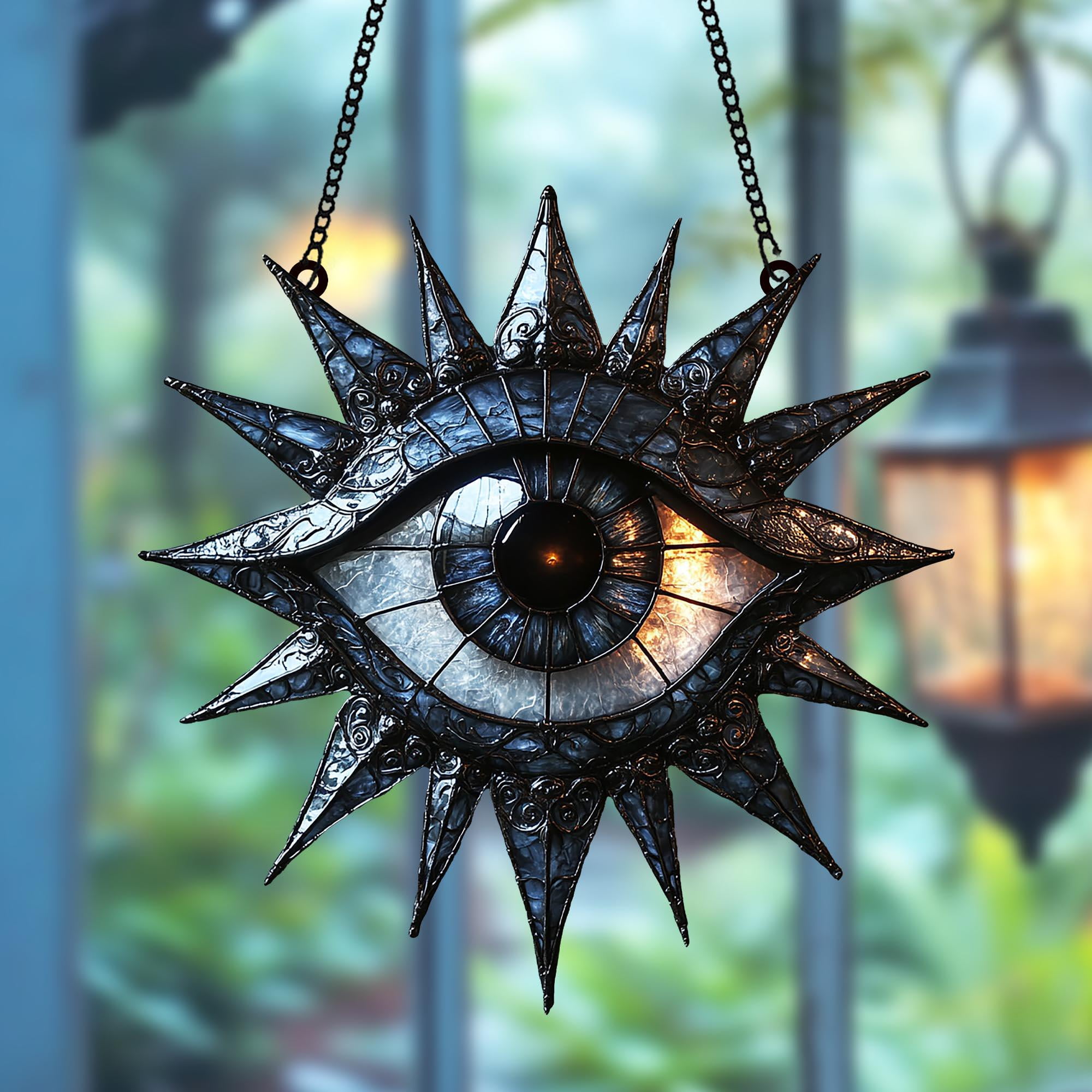 All-Seeing Eye Gothic Acrylic Window Hanging – Faux Stained Glass ...