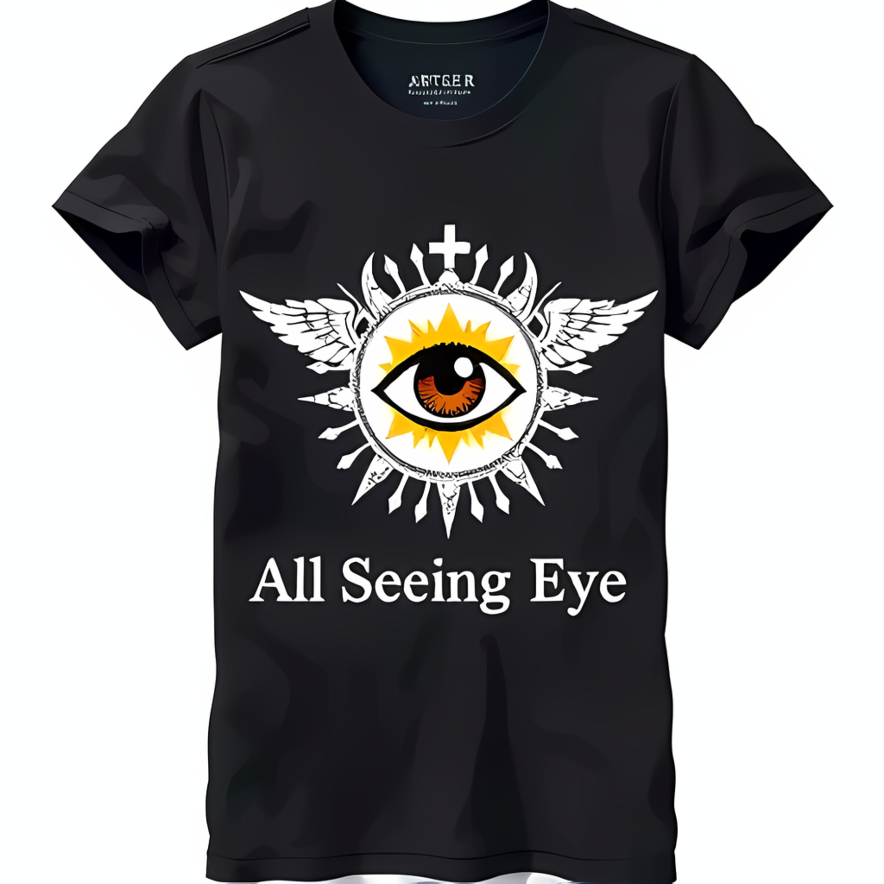 All Seeing Eye Graphic Black T-Shirt with Yellow Iris & Red Pupil ...