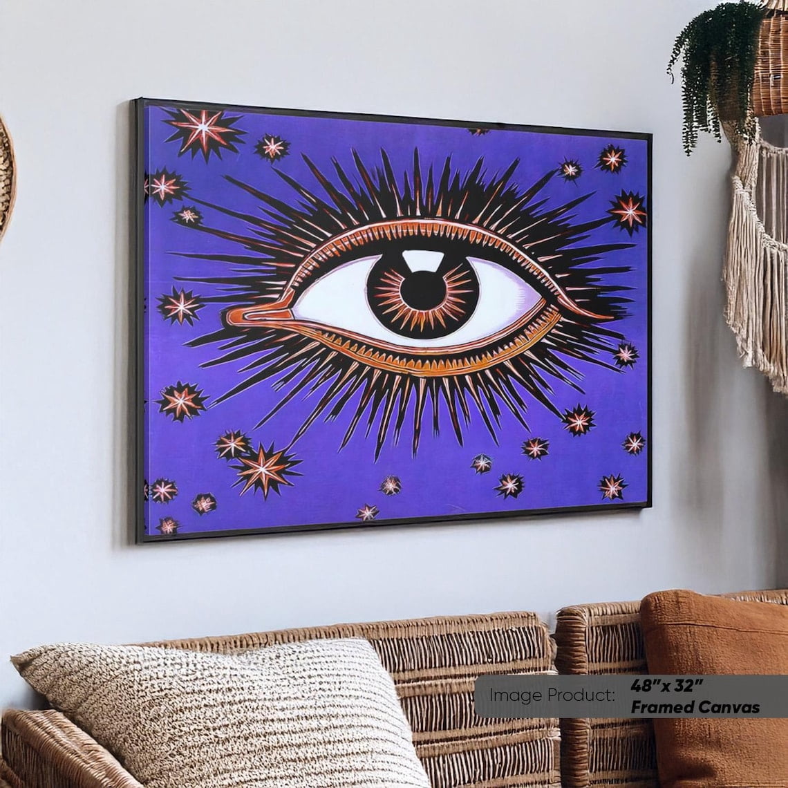 All Seeing Eye Print Mystical Wall Art, Celestial Poster, Stretched ...