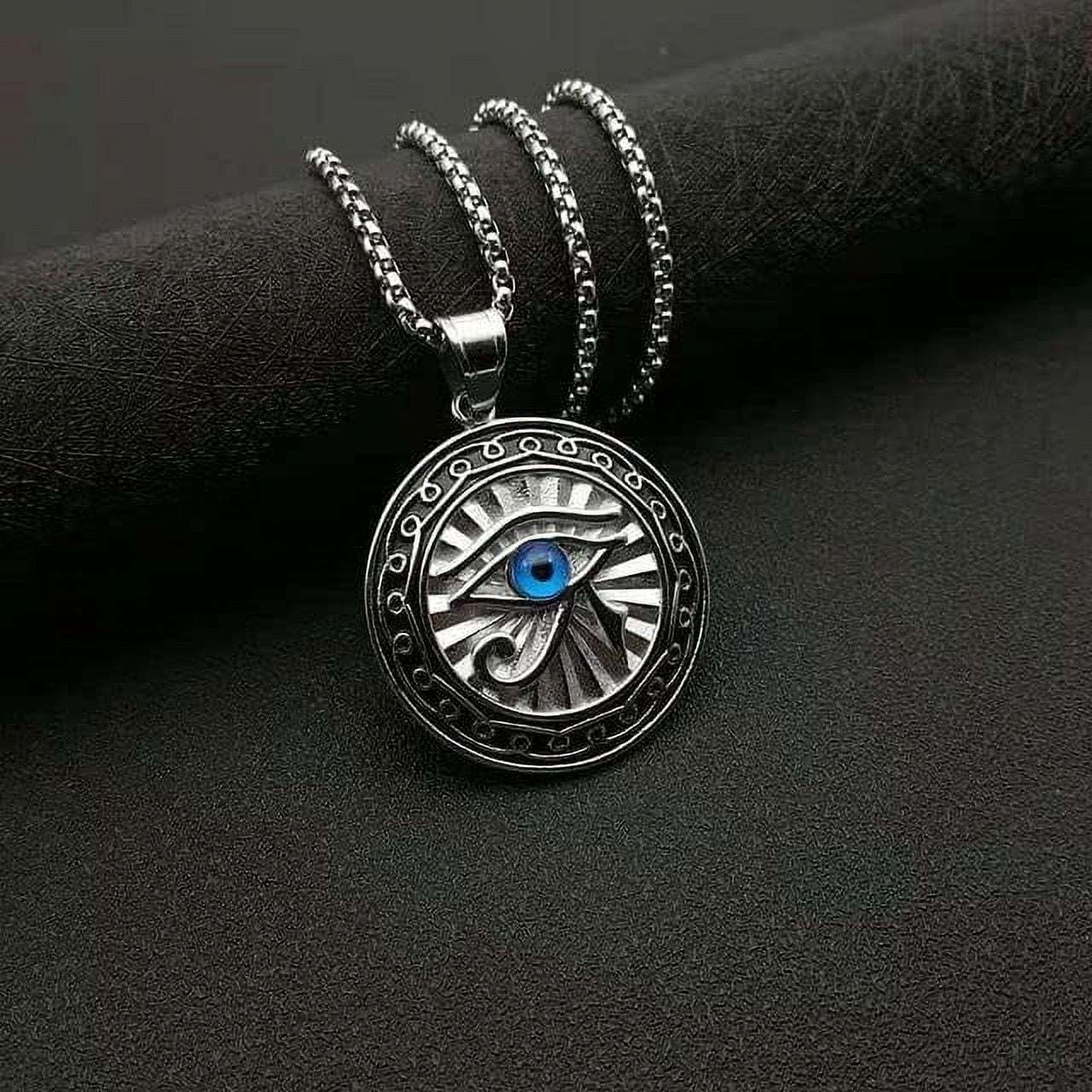 All-Seeing Eye of Horus Blue Evil Eyes Necklace,Eye of Horus Chain ...