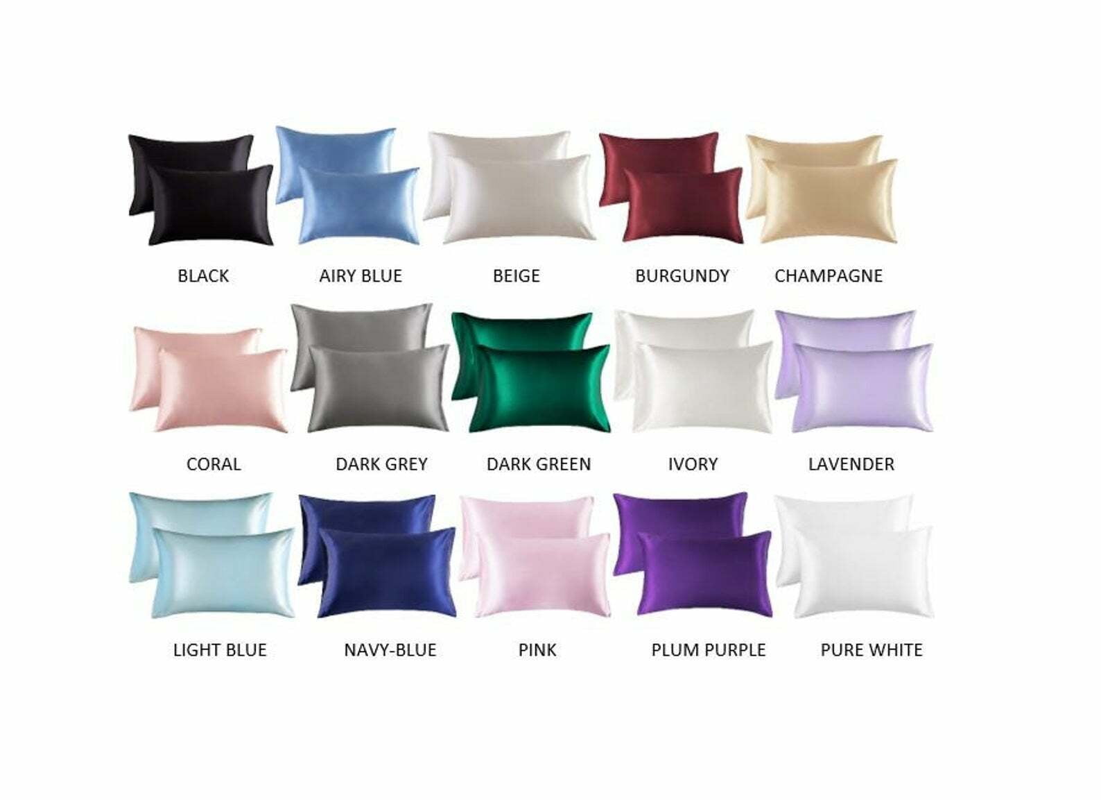 All Sizes, All colors Satin Pillowcase (2 Pack) for Hair Skin Silk ...