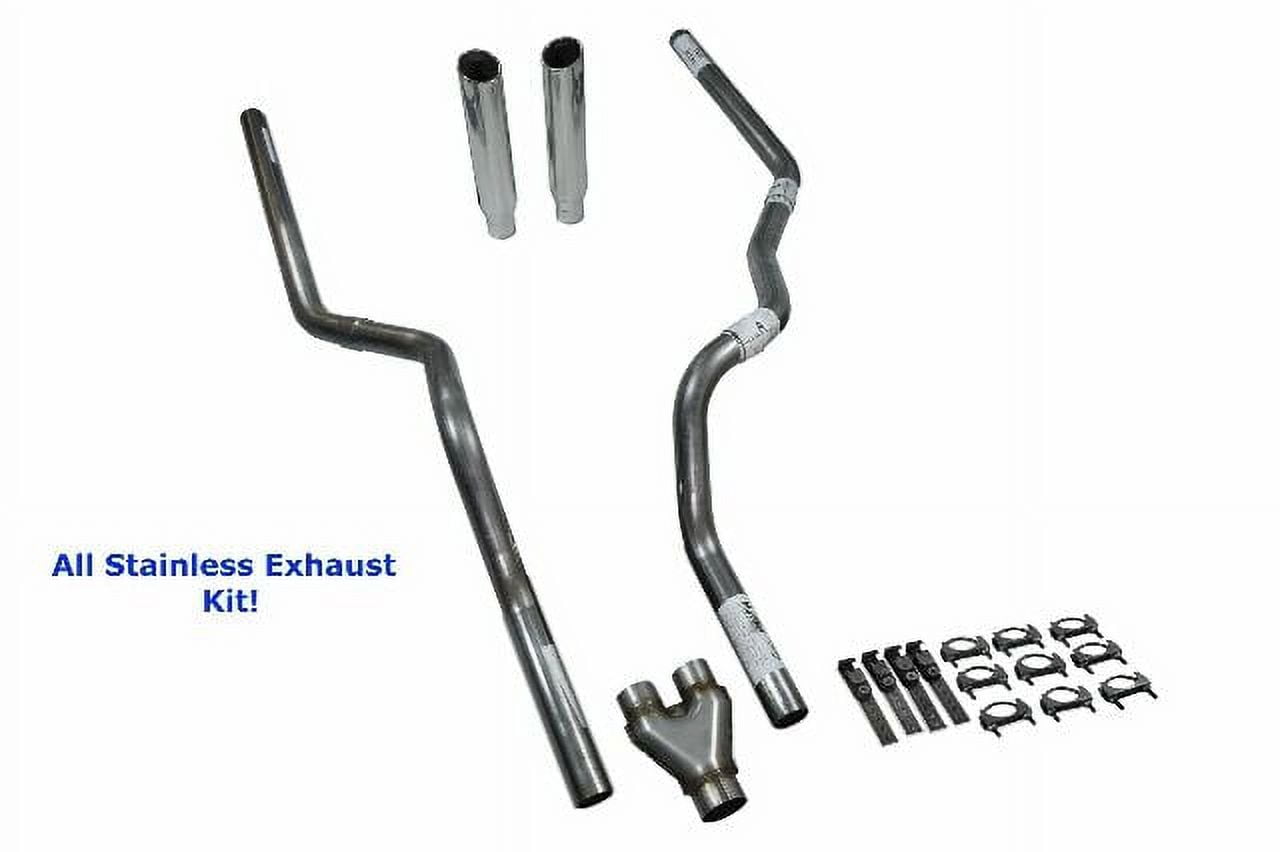 All-Stainless Dual Exhaust Kit Ford F150 21-25 Y Pipe Rolled Tip Rear ...