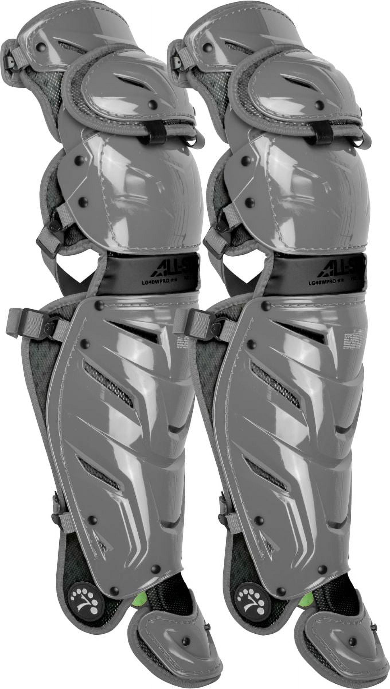 All Star Adult System 7 Axis Catcher Baseball Leg Guards Grey/Black ...